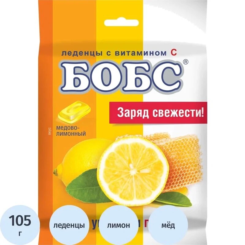 Леденцы бобс медово-лимонный с вит. С, 3х35г, BS-8-2, 2307287