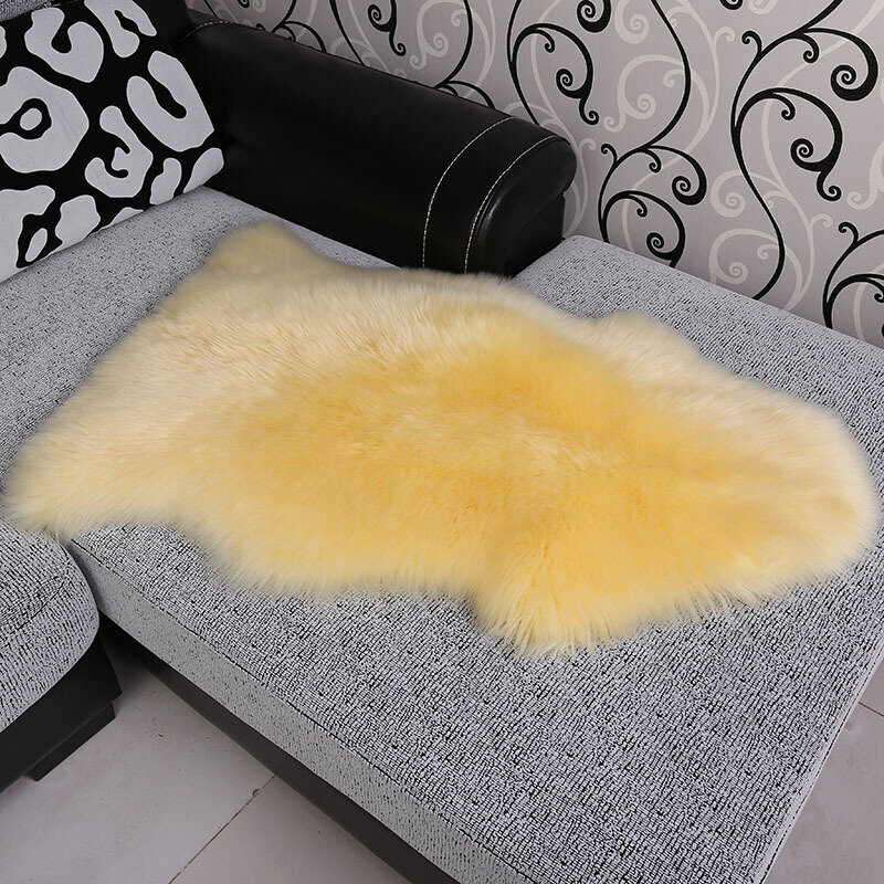 Ковер из чистой шерсти для спальни и гостиной, цельный коврик из овчины для дивана, напольный коврик, съемный и моющийся