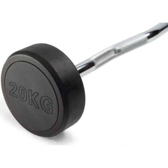 Штанга неразборная обрезиненная Victoryfit 20 кг. Изогнутый гриф.