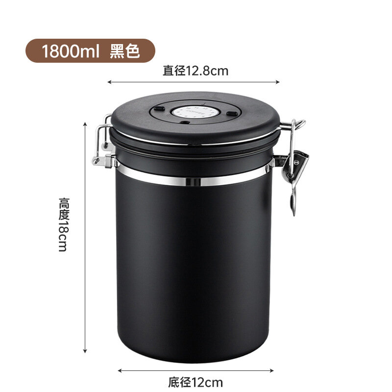 Специальная герметичная емкость для кофейных зерен, эстетичная емкость для хранения кофейного порошка, емкость с односторонним клапаном для вентиляции, герметичная емкость из нержавеющей стали.