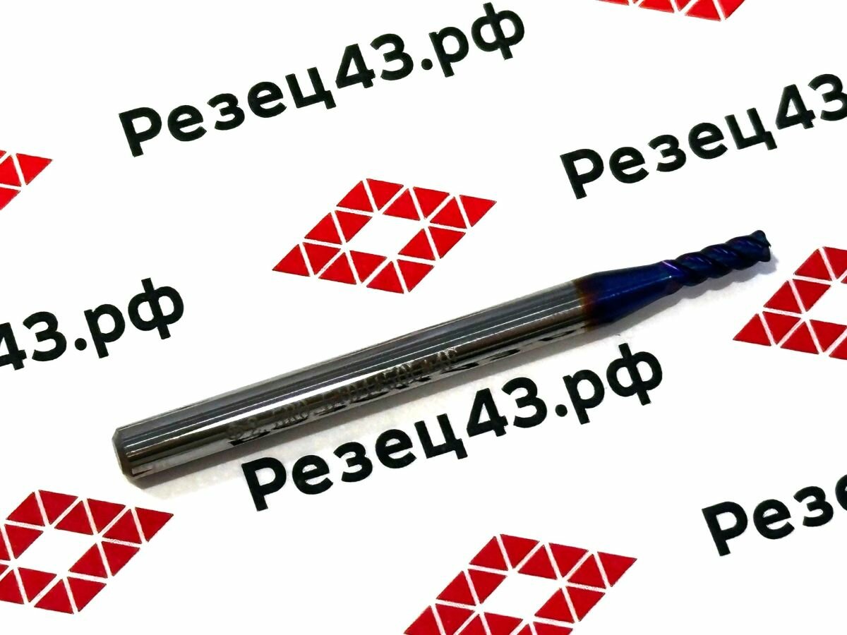 Концевая фреза с закруглённым углом режущей кромки R0.5 D2.5-D4-50 4Z, сталь (HRC65)