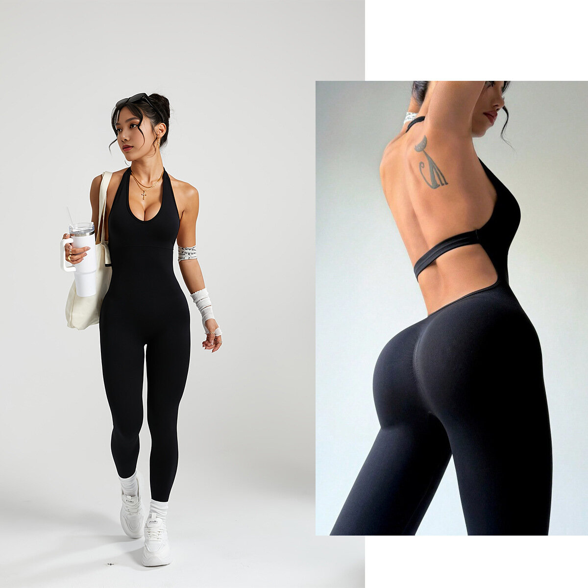 Кросс-бордерный европейский и американский популярный бесшовный боди, эластичный обтягивающий йога-костюм, спортивная одежда, майка-комбинезон для женщин