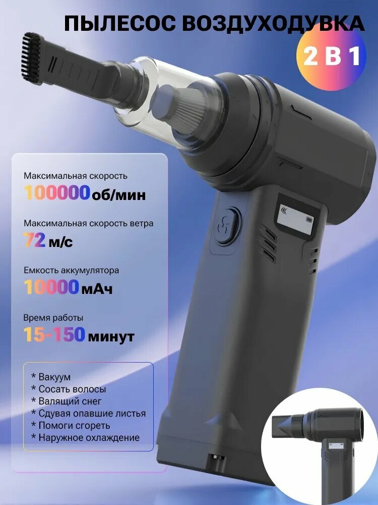400 Вт Воздуходувка пылесос аккумуляторная, Воздуходувка для авто мощная от снега
