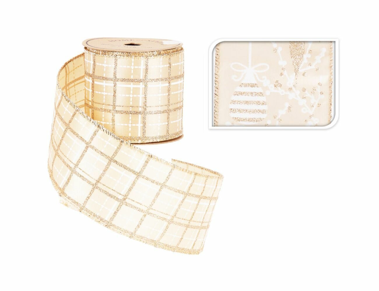 Декоративная лента аэрьен голд: шары, текстиль, 270х6 см, Koopman International 747000020-3