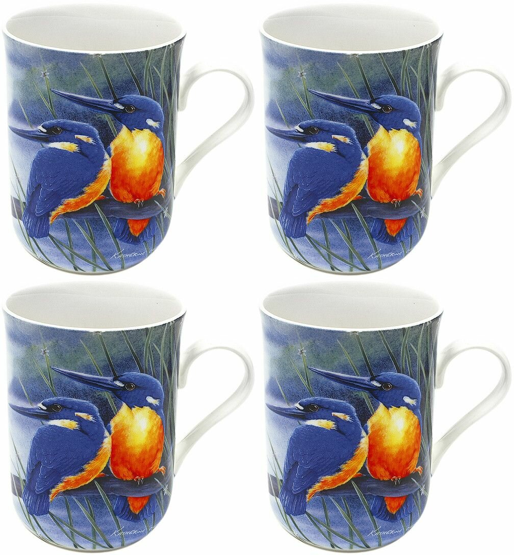 Набор из 4 кружек Maxwell & Williams Птицы Австралии 300 мл, костяной фарфор, чашки для чая и кофе 4 шт