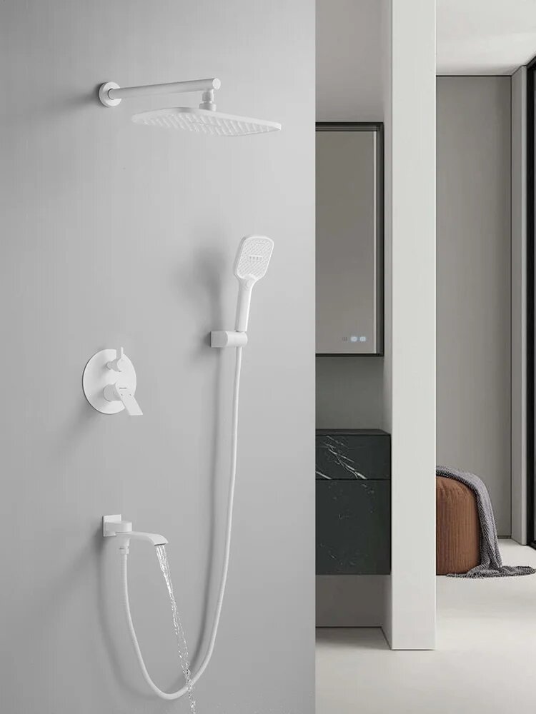 Душевая система / Тропический душ со смесителем встраиваемая Shevanik S4135C, белый