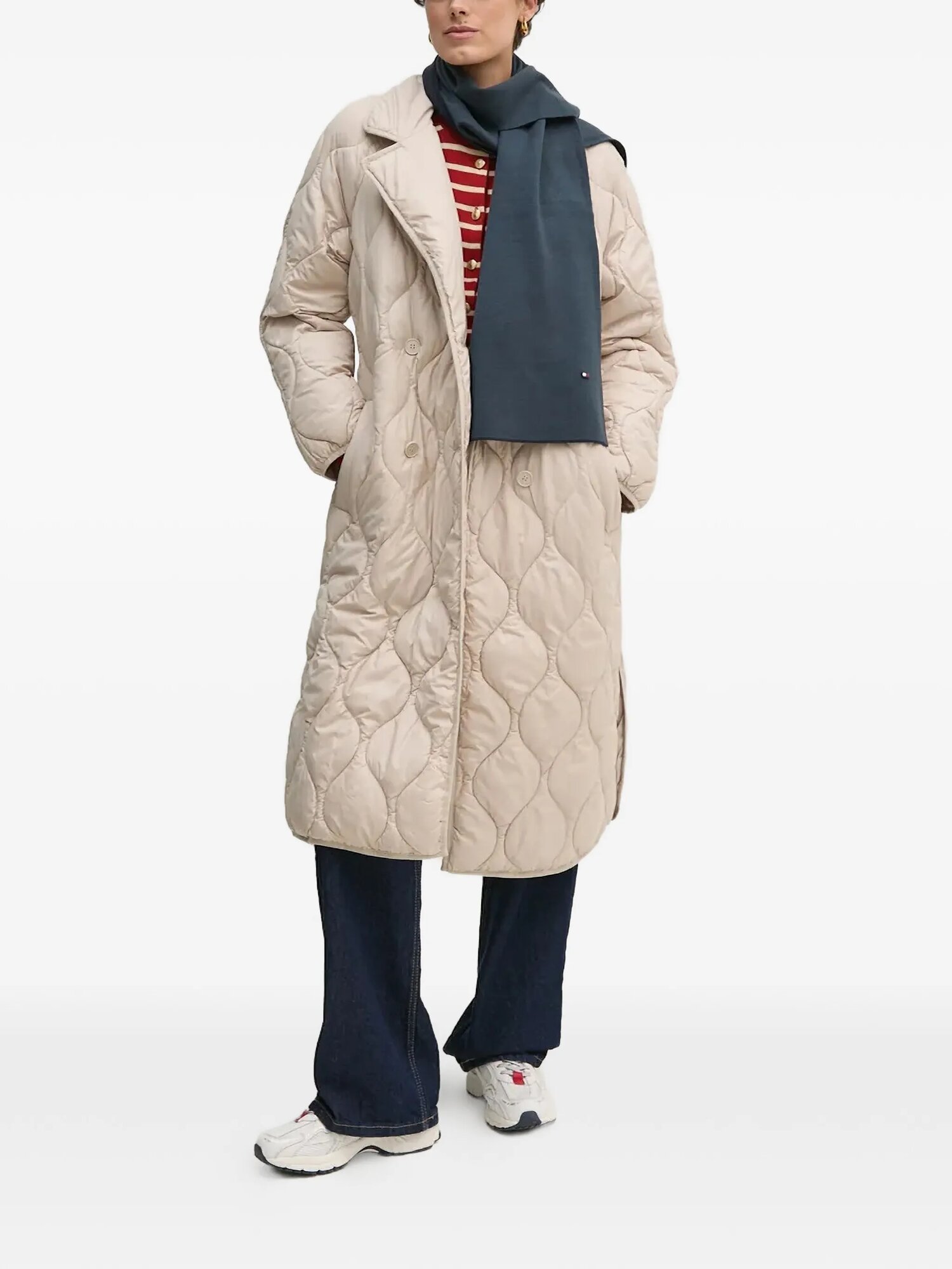 Пальто Oui Belted quilted coat, размер 42, разноцветный — фото 1