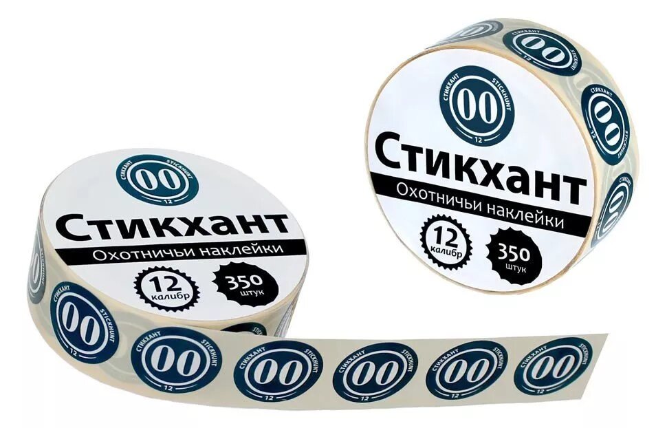 Наклейки "Стикхант" 12 калибра, номер дроби № 00, для ружья, 350 наклеек в рулоне