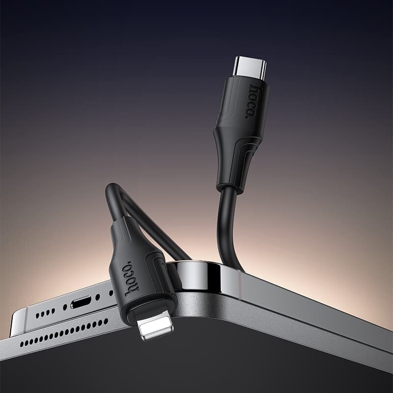 Кабель для зарядки HOCO X124, iP Lightning-Type-C, огнестойкий, 1 м, чёрный