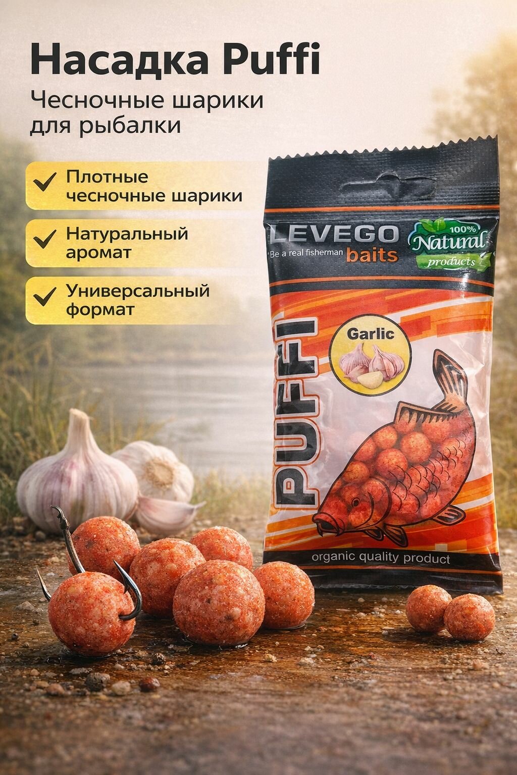Насадка для рыбалки Puffi чеснок, плотные шарики