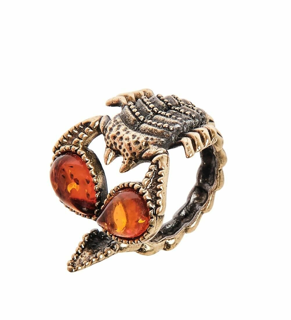 Кольцо Народные промыслы, янтарь