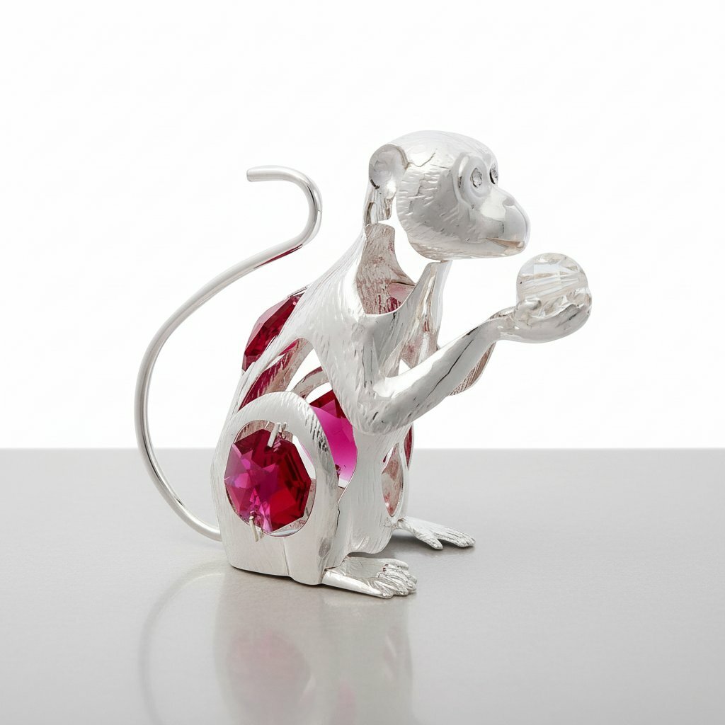 Фигурка Обезьяна посеребр. с цв. кр. A2066094 Crystal Temptations, Металл, кристалл