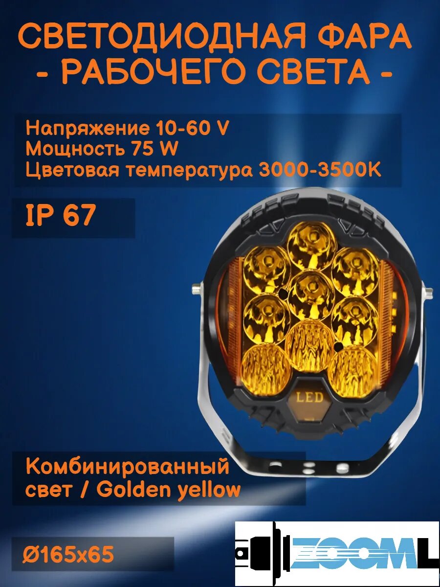Фара светодиодная LED противотуманная ПТФ ФСО 3500К 1 шт
