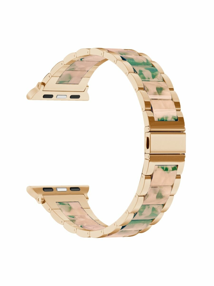Керамический ремешок для Apple Watch 44/45/46/49 mm Caweon DSG-30-42-GLGn Rose gold/Pink/ Green