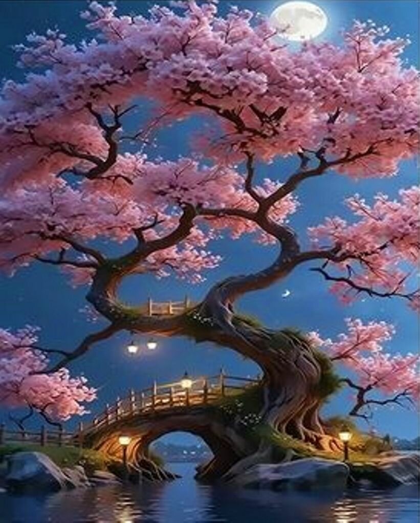 Картина по номерам на подрамнике 40*50 см "Цветение сакуры"