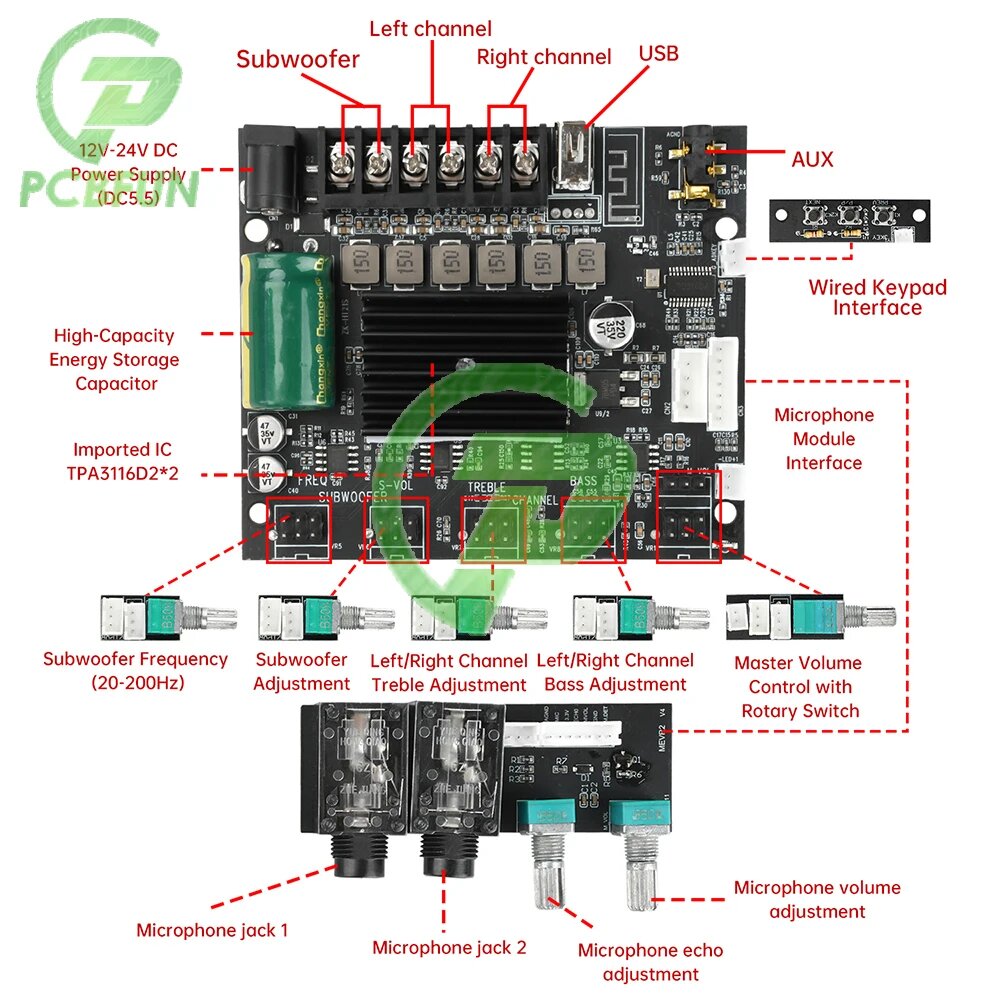 Bluetooth модуль усилитель pcbfun MT21S — фото 1