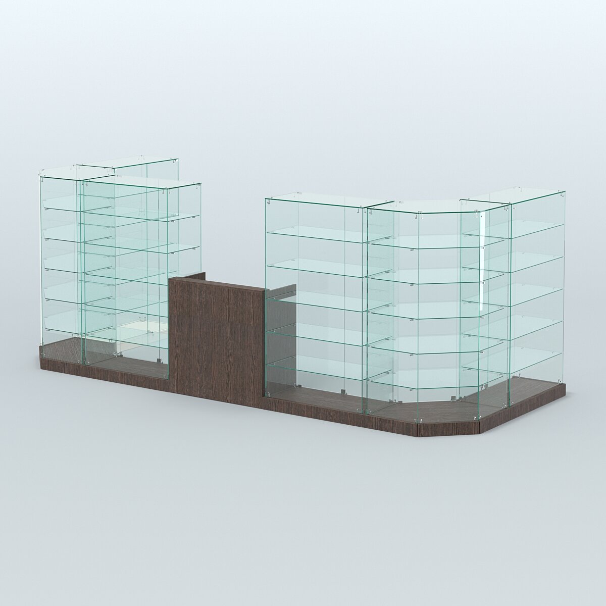 Торговый стеклянный павильон Абсолют №6а (закрытый) (7, 15 кв. м), Дуб Венге