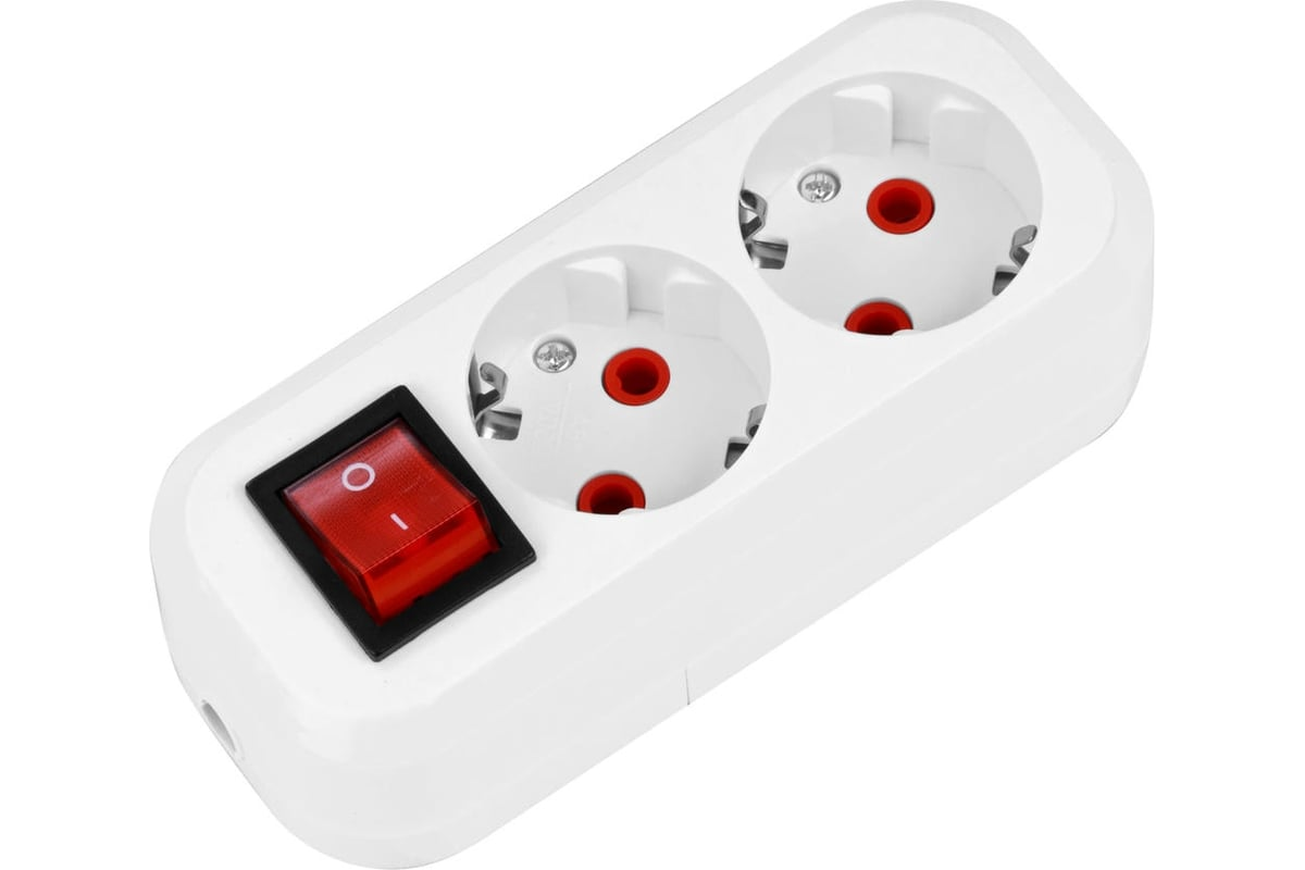 Набор Колодка розеточная 2 гнезда 2П+3 c выключателем 16А 250В белая {SQ1806-0415} 5 шт