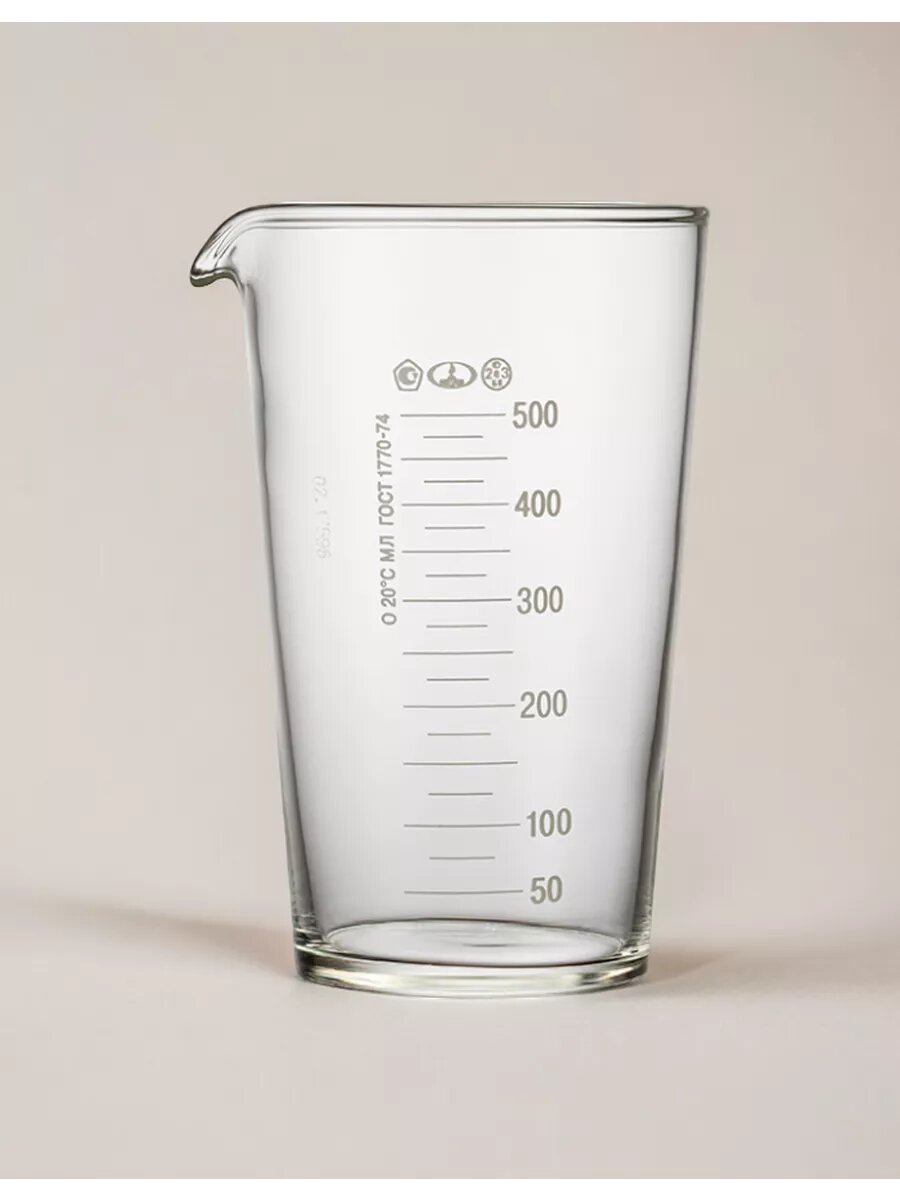 Мензурка ТУ ГОСТ-1770-74 MMD 0.5л, 100х100х160мм, стекло