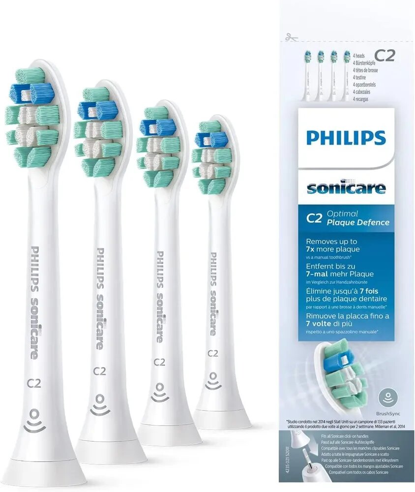 Сменная насадка для зубной щетки Philips C2 подходит для ручек HX9024/10/4 шт.