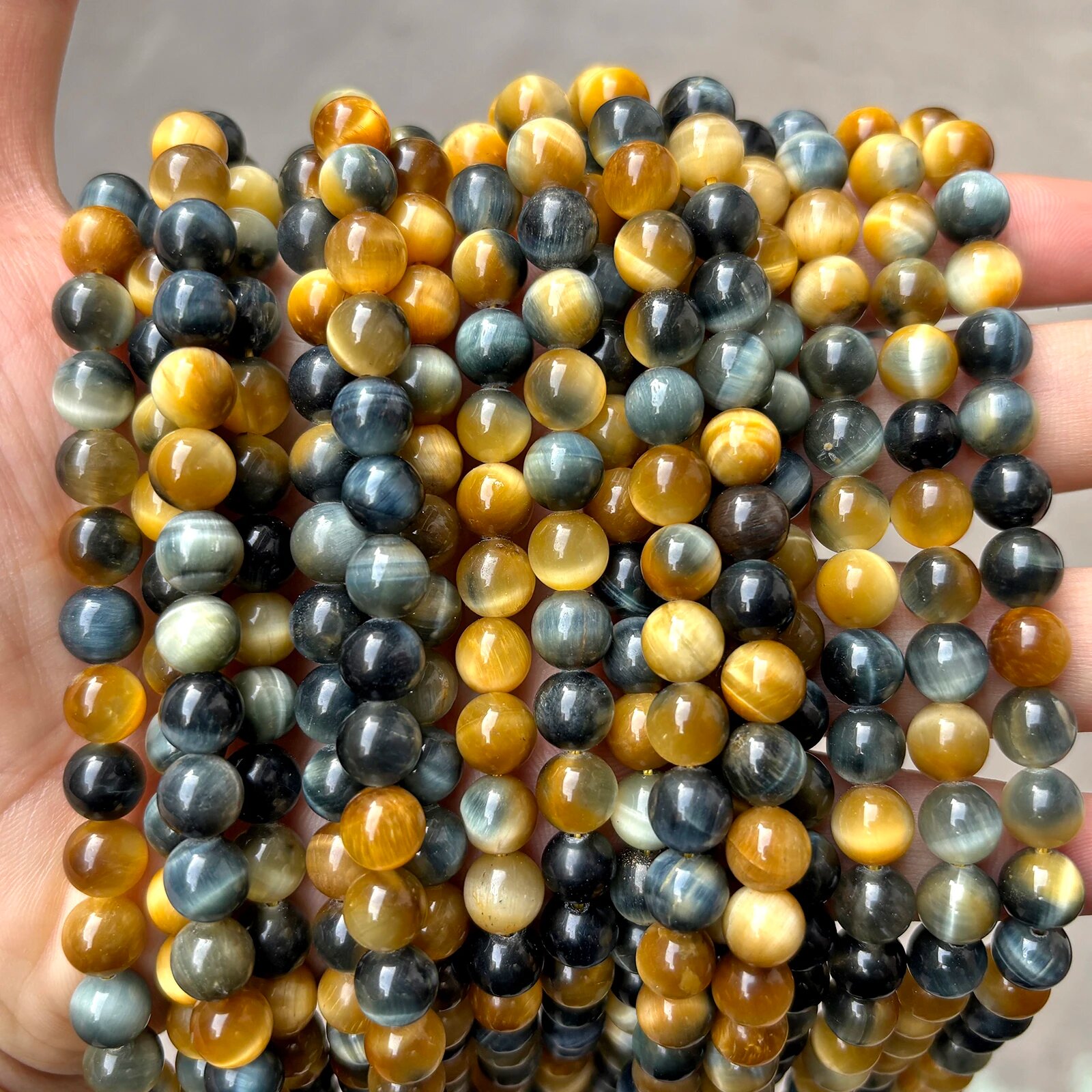 Бусины из желтого тигрового глаза Super search 10mm 38pcs beads, Dreamy Tiger Stone