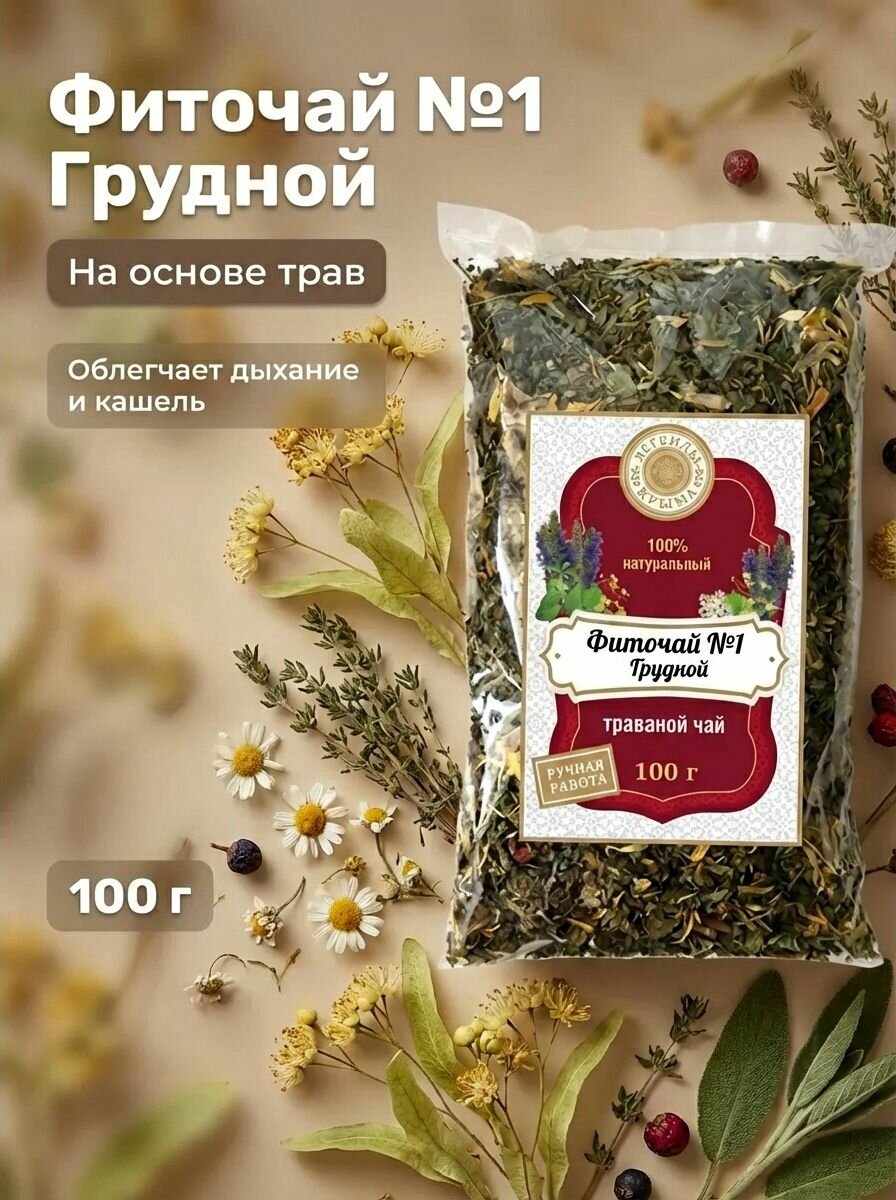 Фитосбор №1 Грудной для облегчения кашля и дыхания с ромашкой и липой, 100г