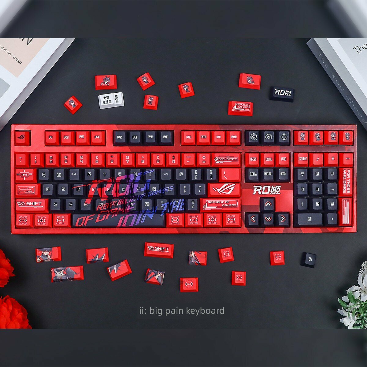 【Dake Tong】Кейкапы RO Ji Xuewu Battle Maiden Fubuki PBT для клавиатуры ROG Demon Slayer Extreme/Ranger 2NX Полностью
