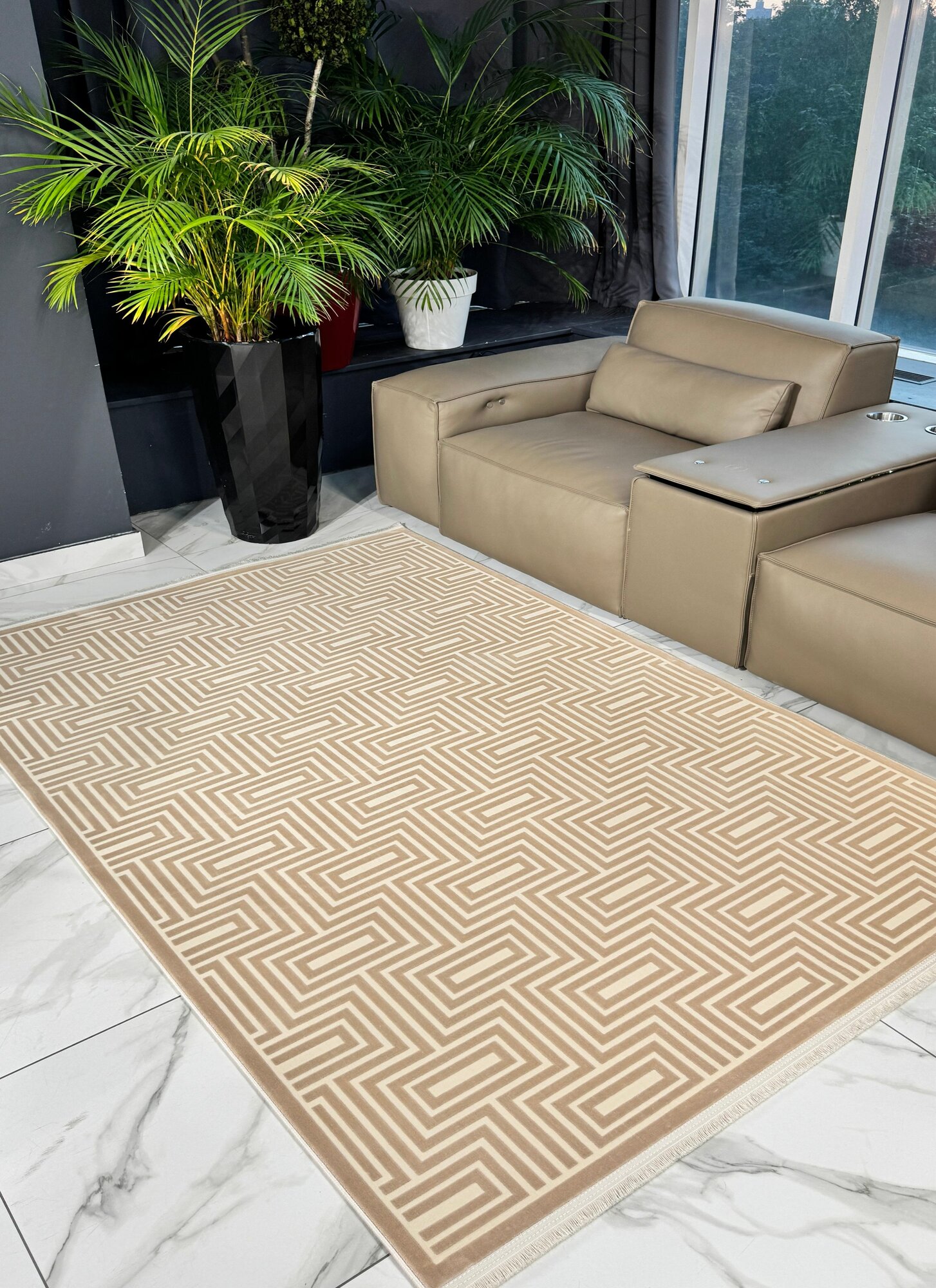 Ковер премиальный иранский высокоплотный, 2.5 на 3.5 м, на пол в спальню, гостиную, 100% хлопок, эвкалиптовый шелк, размер 250 х 350 см