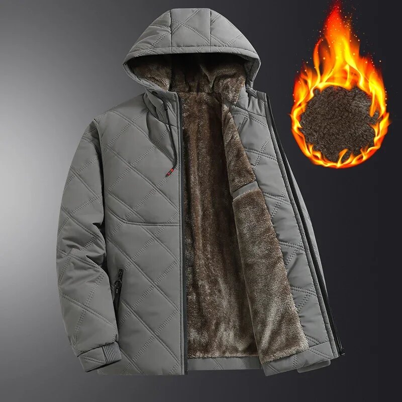 Зимняя новая мужская теплая короткая куртка с капюшоном, куртка с карманом на Серый, XXL, серый