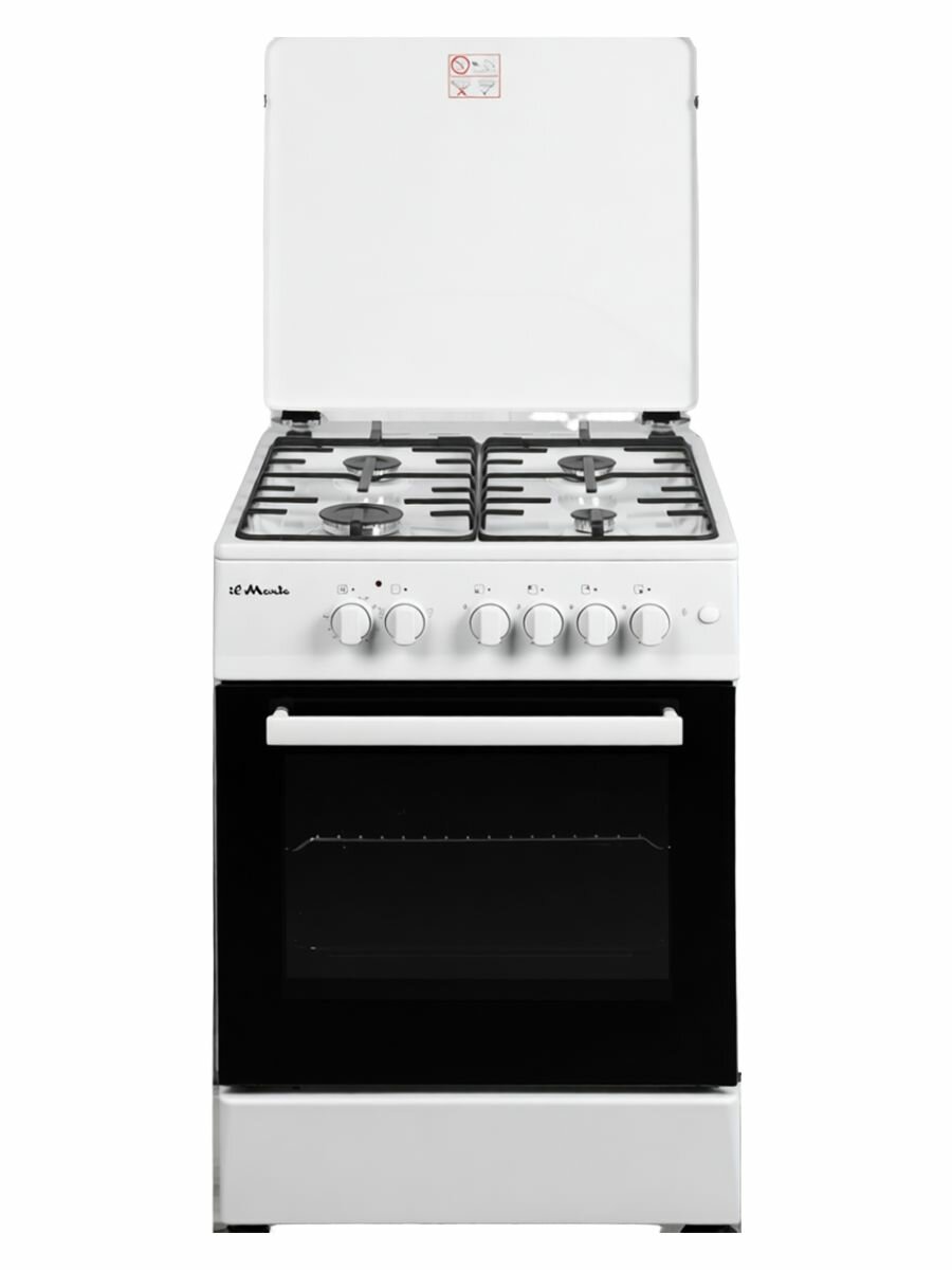 Газовая плита с электрической духовкой, 60 см, il Monte FO-GE6040-WH Белый