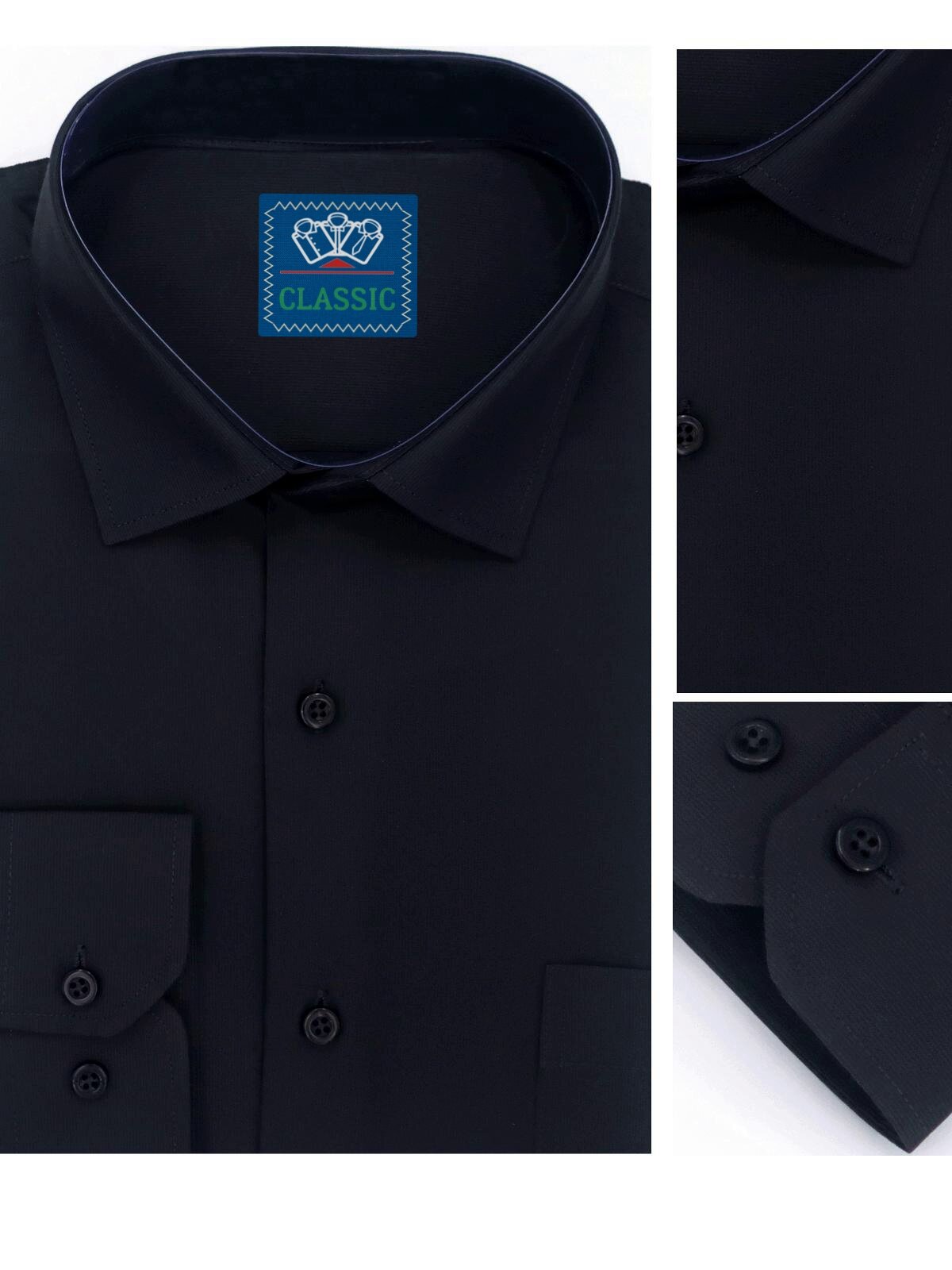 Рубашка Мужская рубашка с длинным рукавом прямая классическая, темная сорочка на пуговицах, рубаха на любой сезон, черная мелкая полоска, с карманом, на любой сезон и на лето рубашка