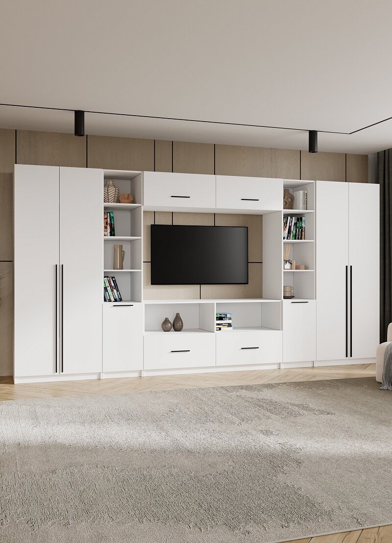 Стенка МебельЛэнд24 Лорена Пакс - 5 Белый 380x50x210