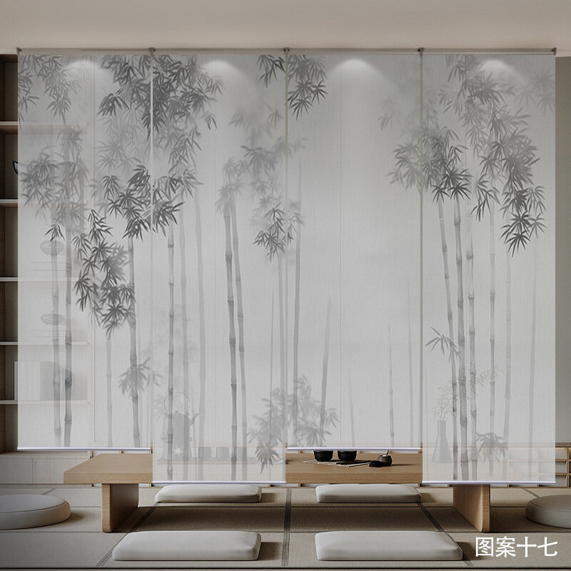 Новая перегородка в китайском стиле, полупрозрачная подвесная штора, электрический интеллектуальный подъемник, декоративная ширма для прихожей гостиной, рулонная штора.