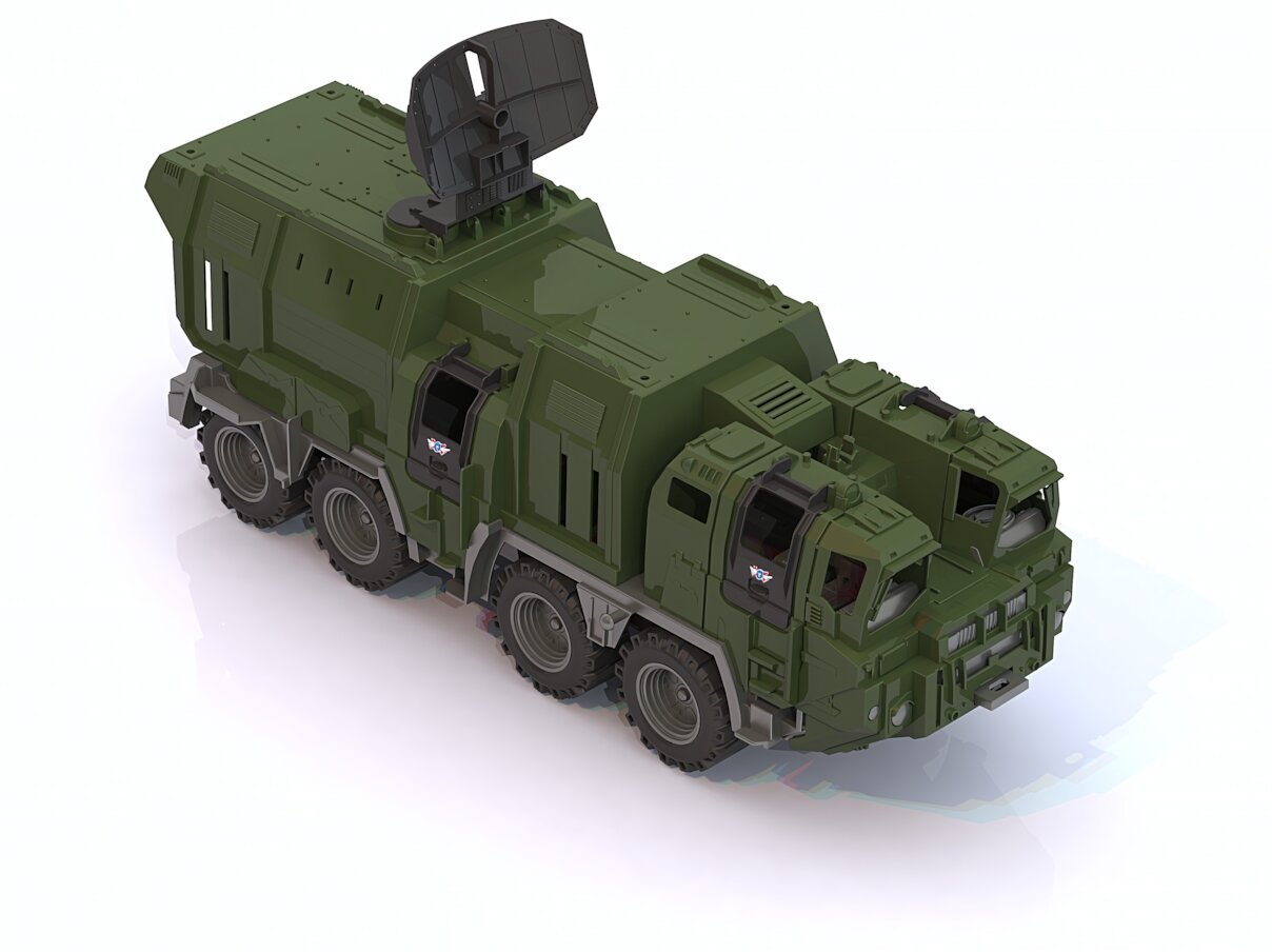 Военный тягач "Щит" с кунгом, камуфляжный, 575х250х215мм, прочный пластик