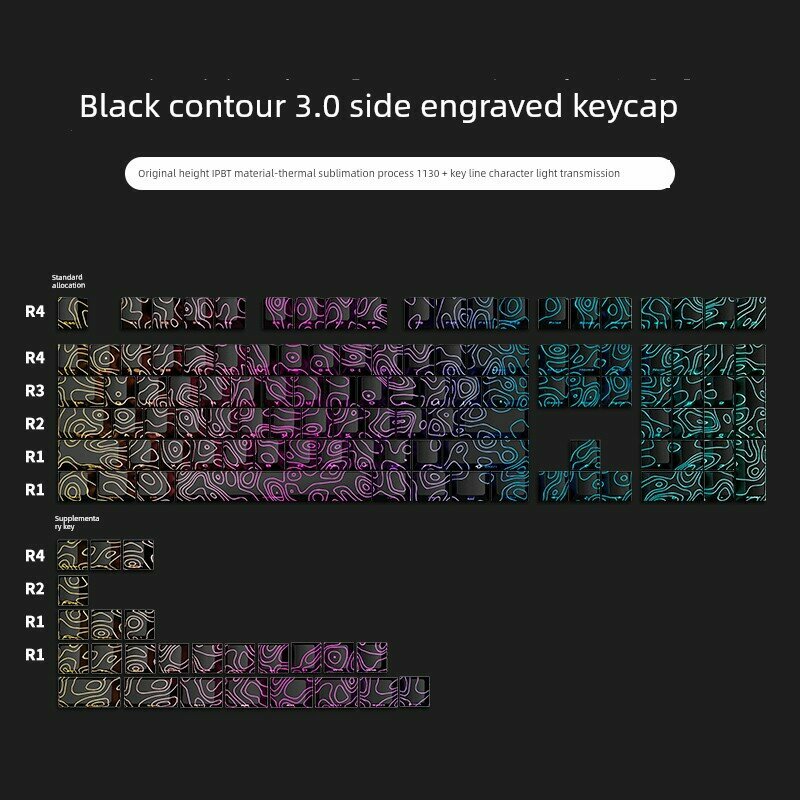 Белые полупрозрачные кейкапы с контурной линией 4.0, гравировкой сбоку, оригинальной высотой, материал PBT, кейкапы для