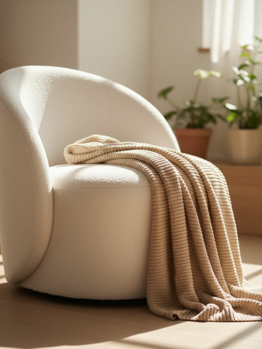 Кресло облако экомех молочный