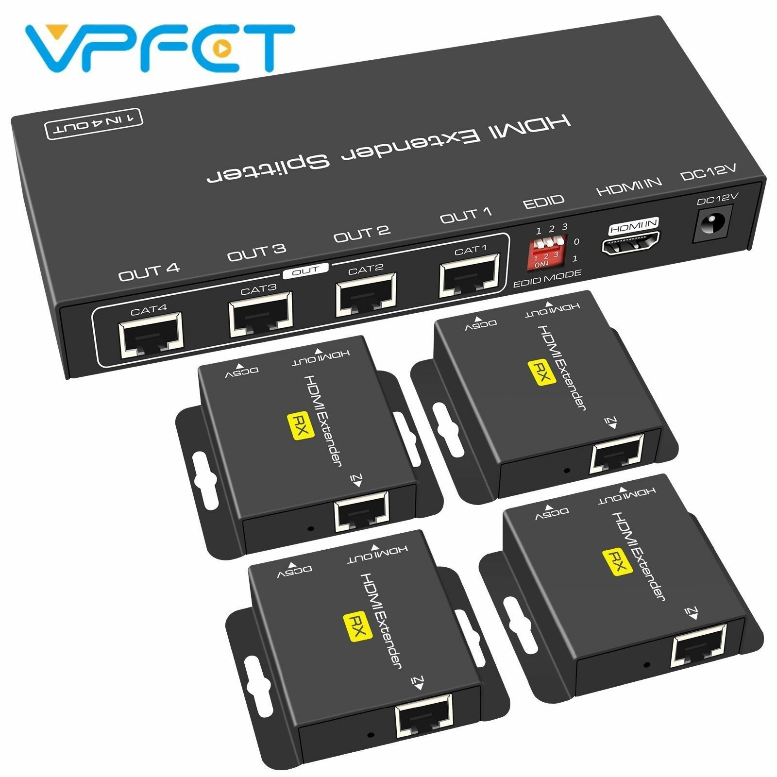 HDMI Extender Splitter 1 в 8 по Ethernet (Cat5e/6), до 165 футов (50 м), HD1080P 60 Гц 3D, с поддержкой Port Loop Out, EDID, POC, для проекции и выставок