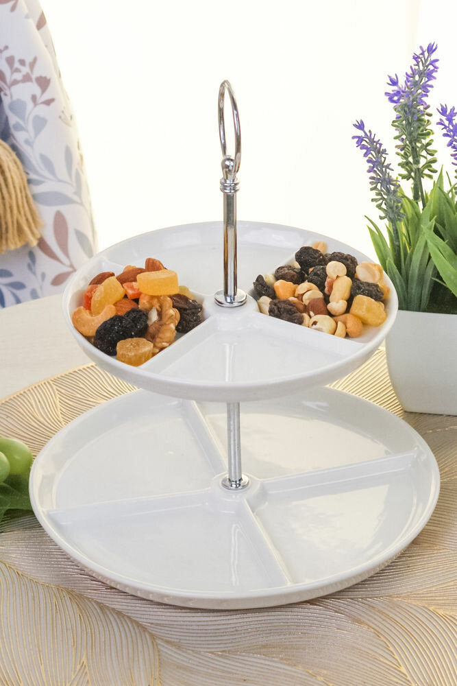 Двухярусная менажница минаторе, фарфор, металл, 24 см, Koopman International 795880410