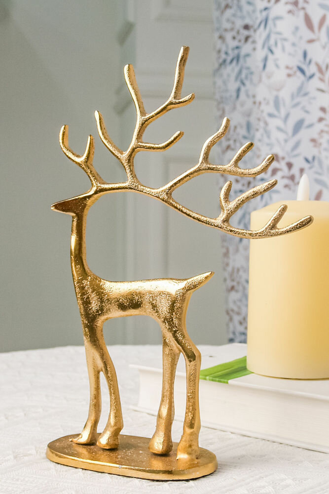 Статуэтка олень троллаф, золотая, металл, 24 см, Boltze 2004021/9829694