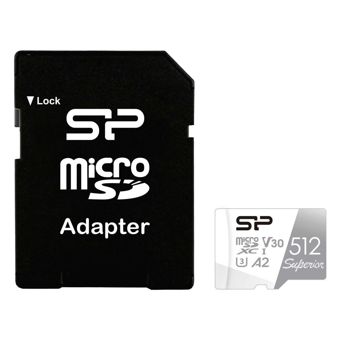 Карта памяти Silicon Power SP512GBSTXDA2V20SP Superior + adapter, 512 ГБ, microSDXC, Class 10, черный