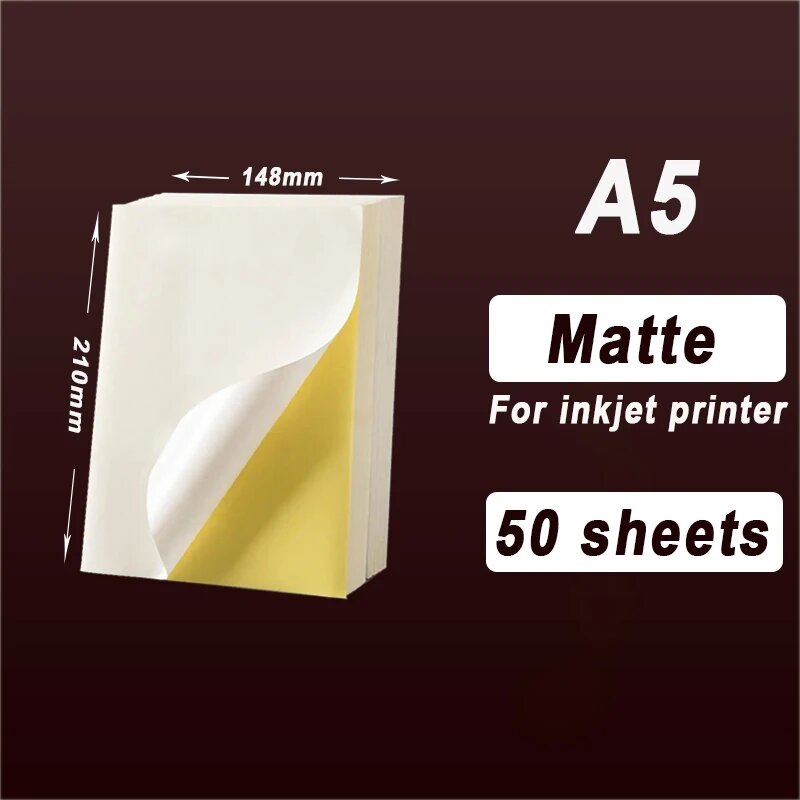 Самоклеющаяся бумага Tonpei для печати этикеток А4/А5 A5 Matte 50 sheets