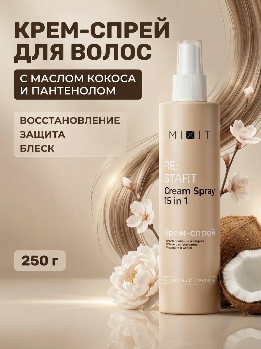 Крем-спрей несмываемый для волос многофункциональный 15 в 1, 250 мл