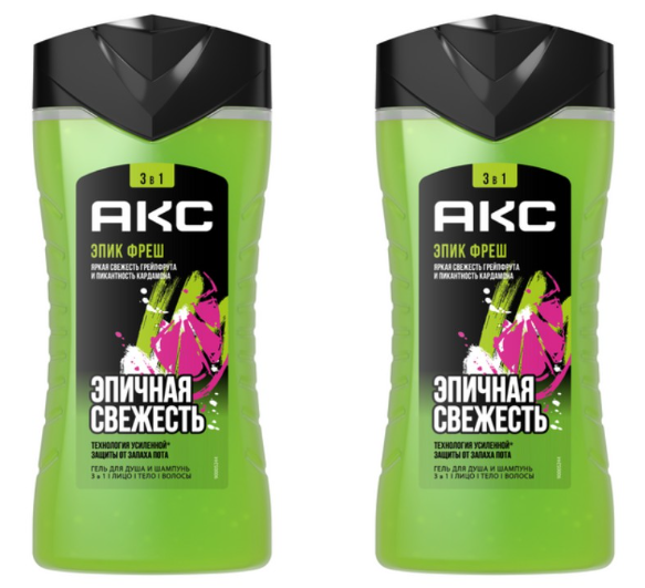 АКС Крем-гель для душа Epic Fresh, 250 мл, 2 уп