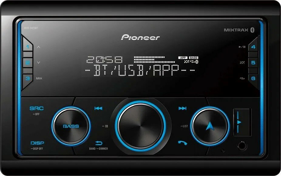 Автомагнитола Pioneer "MHV-S425BT", 2Din, 4х50 Вт, с пультом, RDS