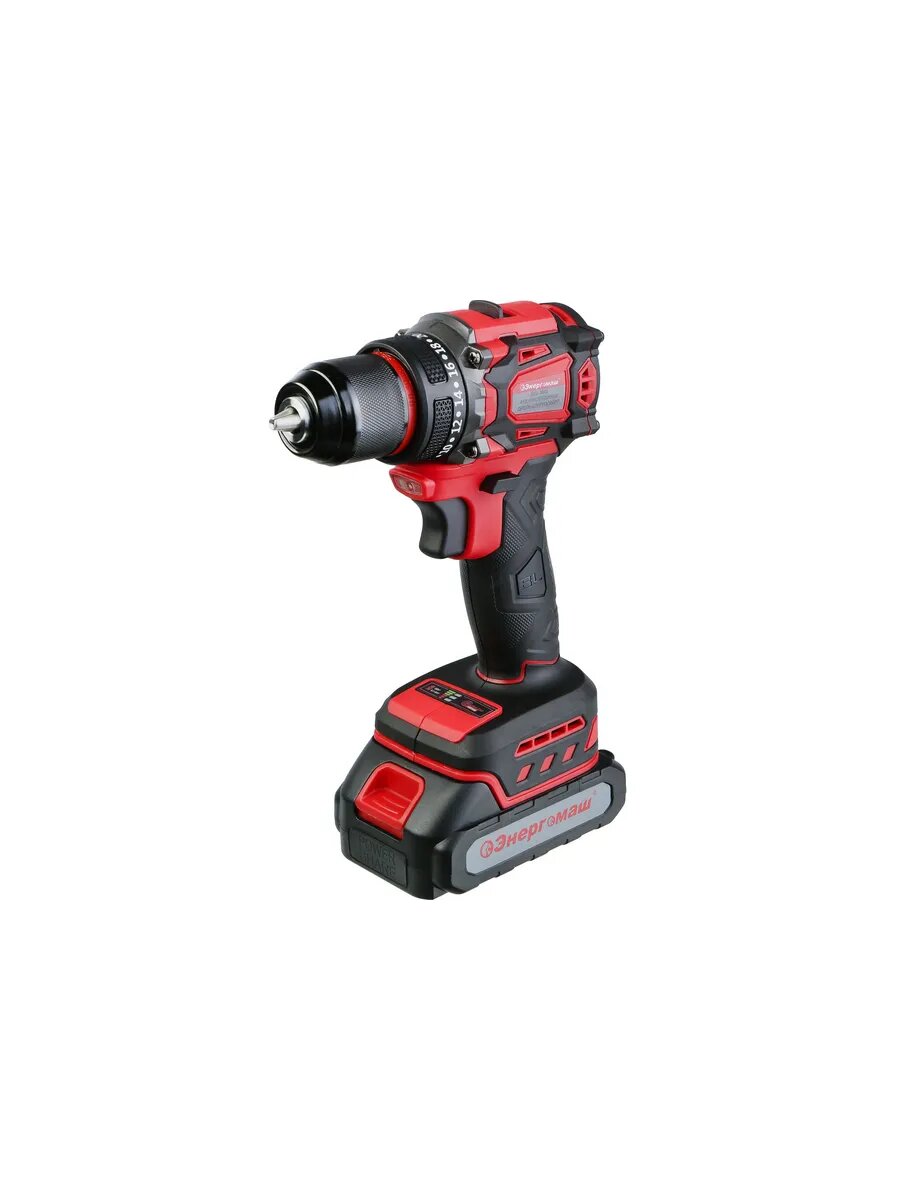 Дрель аккумуляторная бесщеточная Энергомаш 18В, 45Нм, 2x2.0
