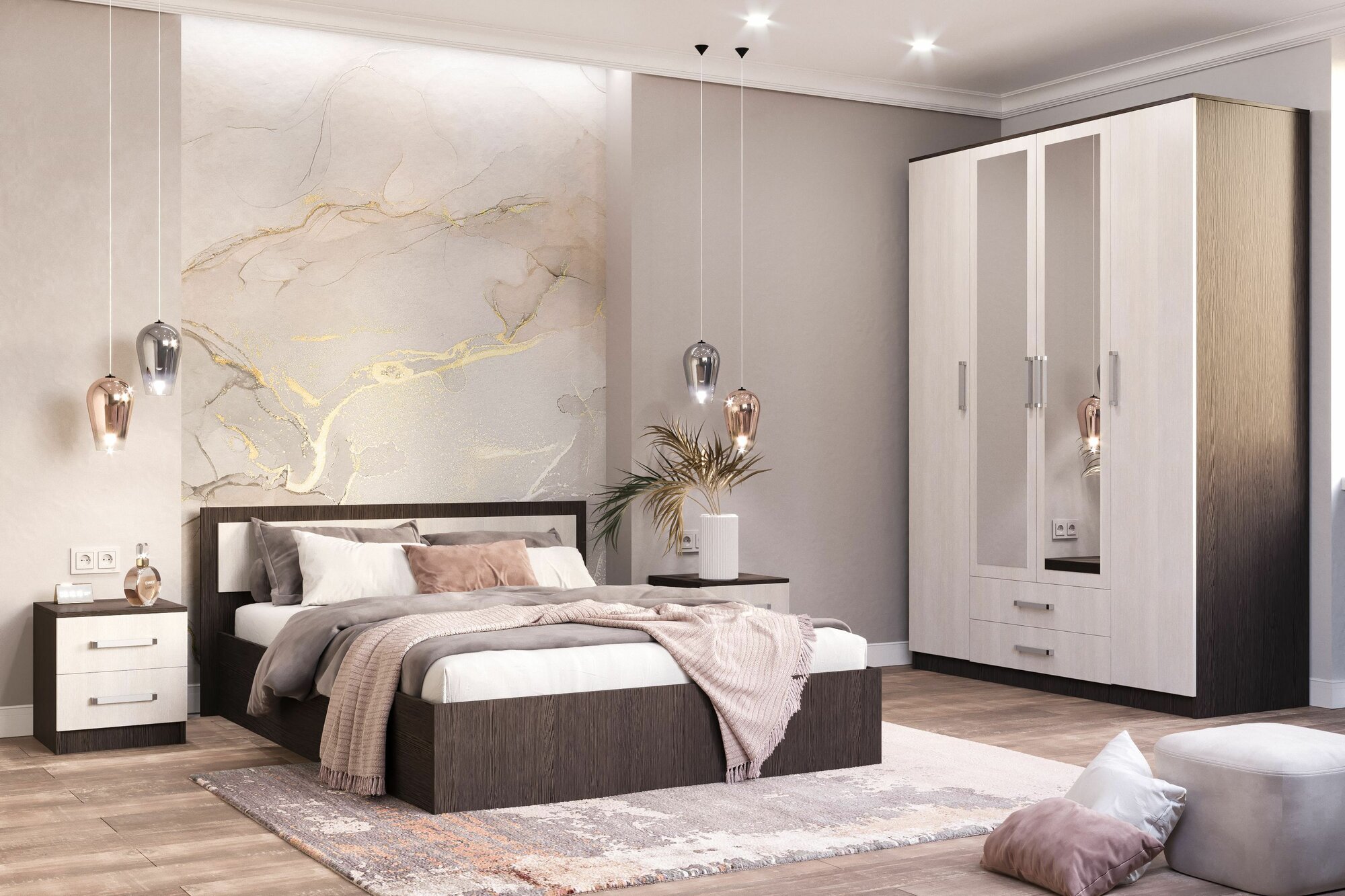 Спальный гарнитур "Успех 2", венге/дуб белфорд