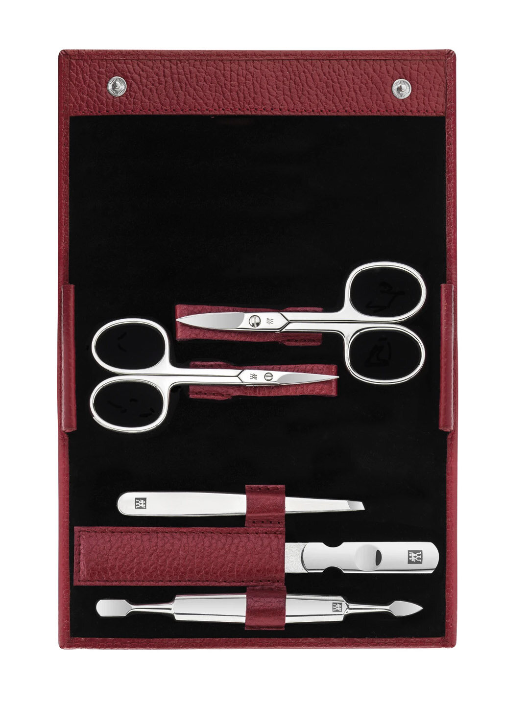 Набор маникюрный Zwilling Classic INOX, для ногтей/кутикулы, в красном кожаном футляре