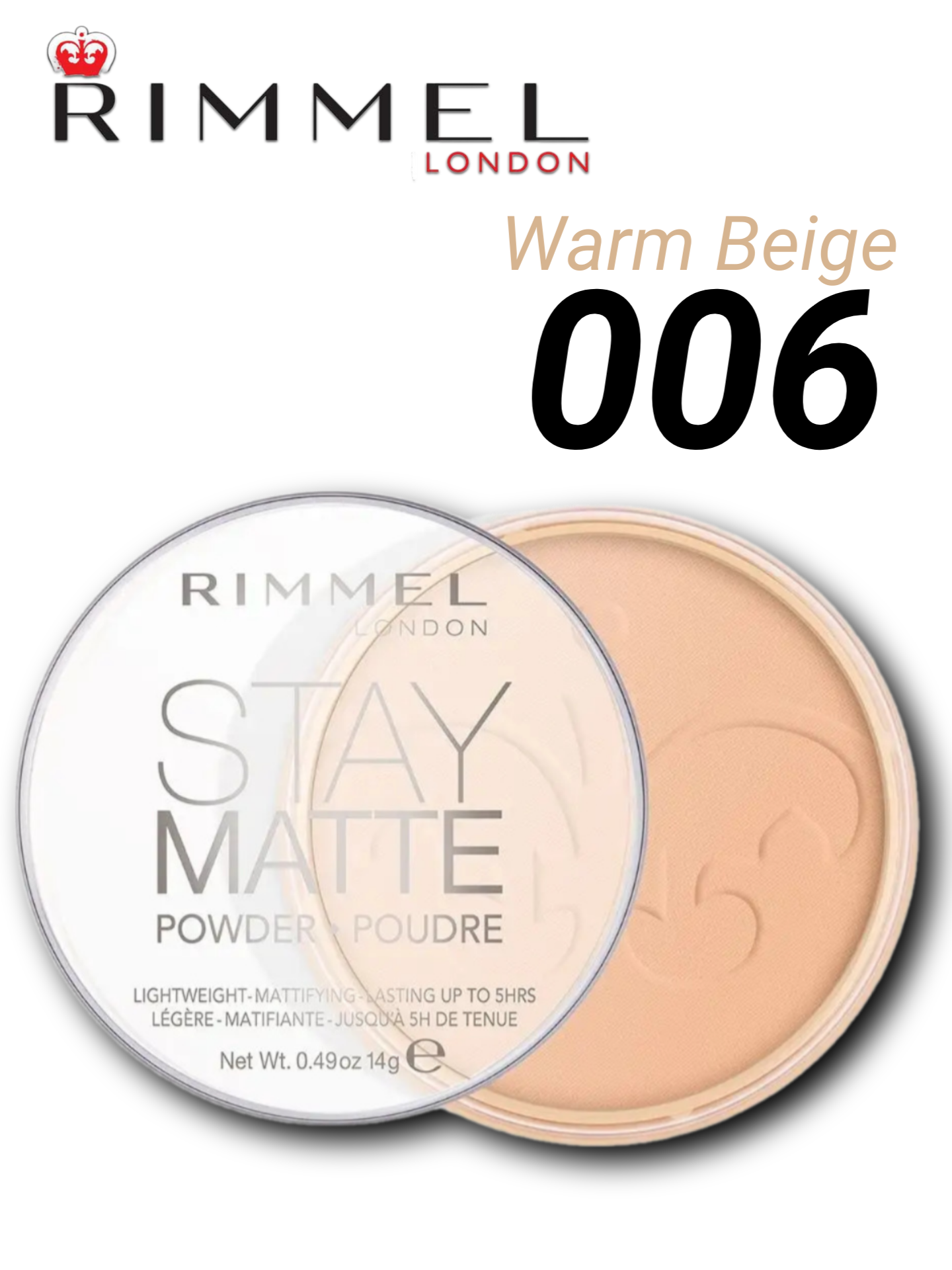 Пудра для лица Stay Matte тон 006 Warm Beige 14г