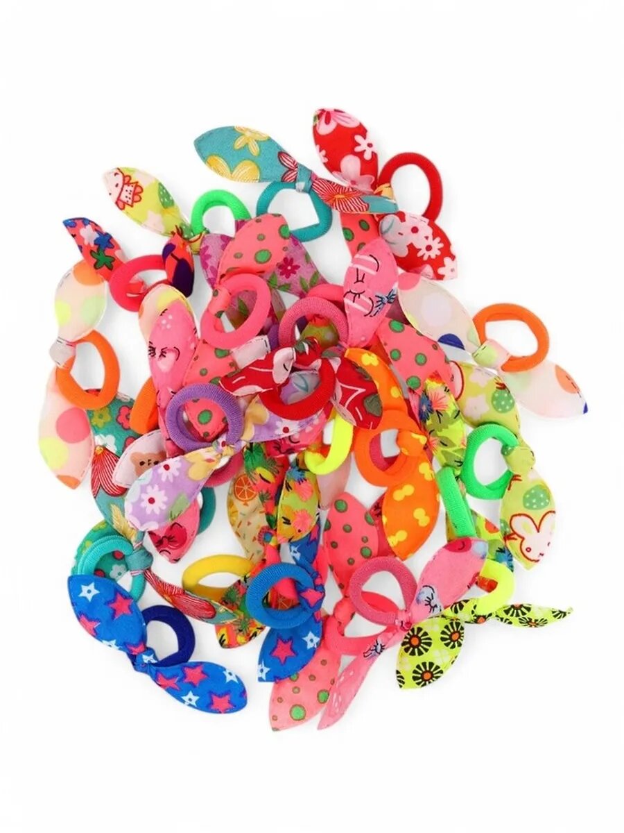 Мягкая детская резинка с бантиком и кошечкой