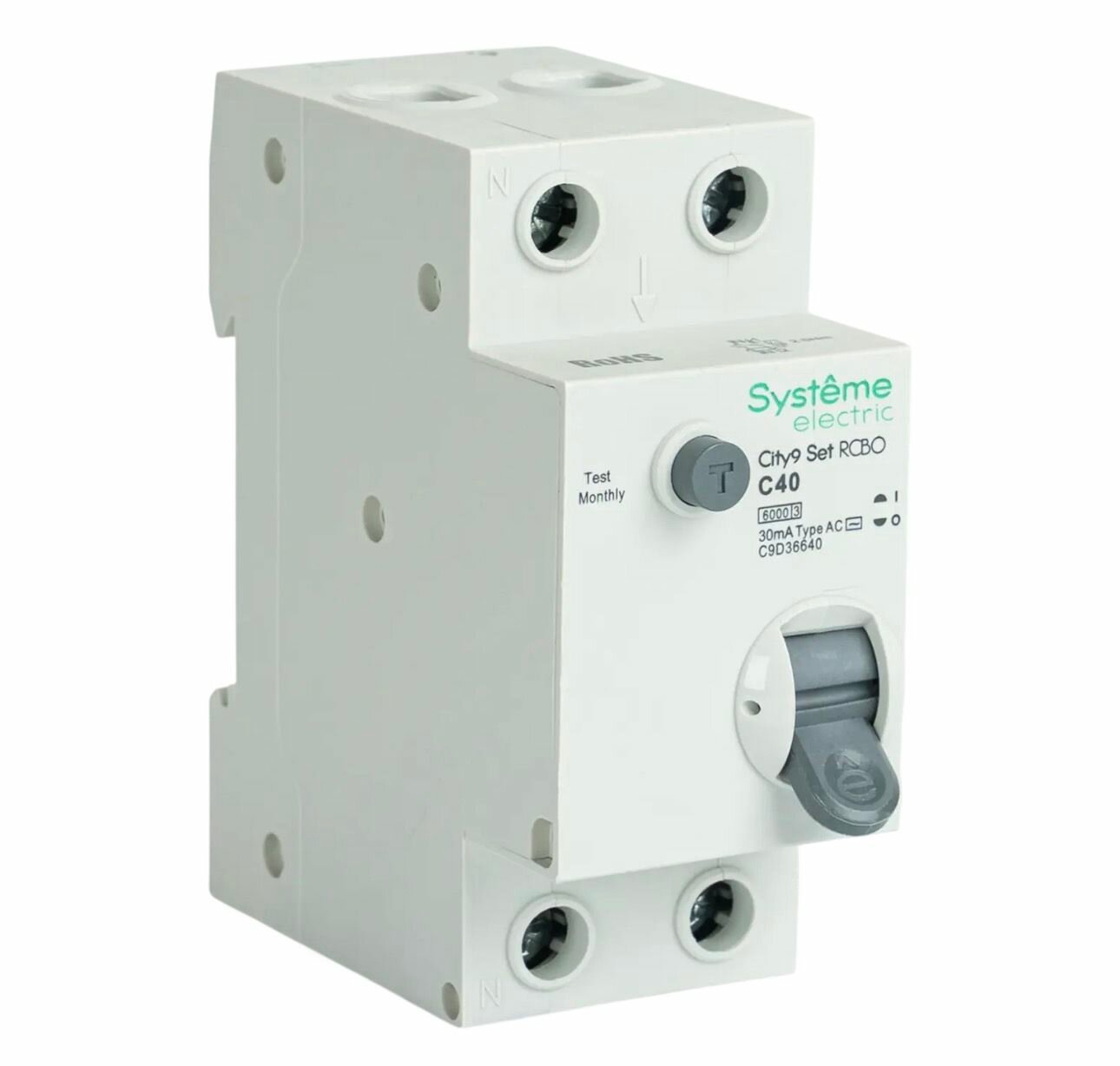 Дифференциальный автомат Systeme Electric City9 Set C9D36640 1P N С40 А 30мА 6кА AC